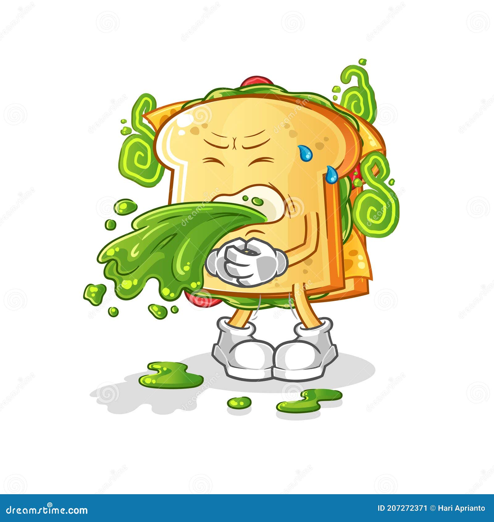 Sandwich Throw Up Cartoon. Cartoon Mascot Vector Stock Vector ...