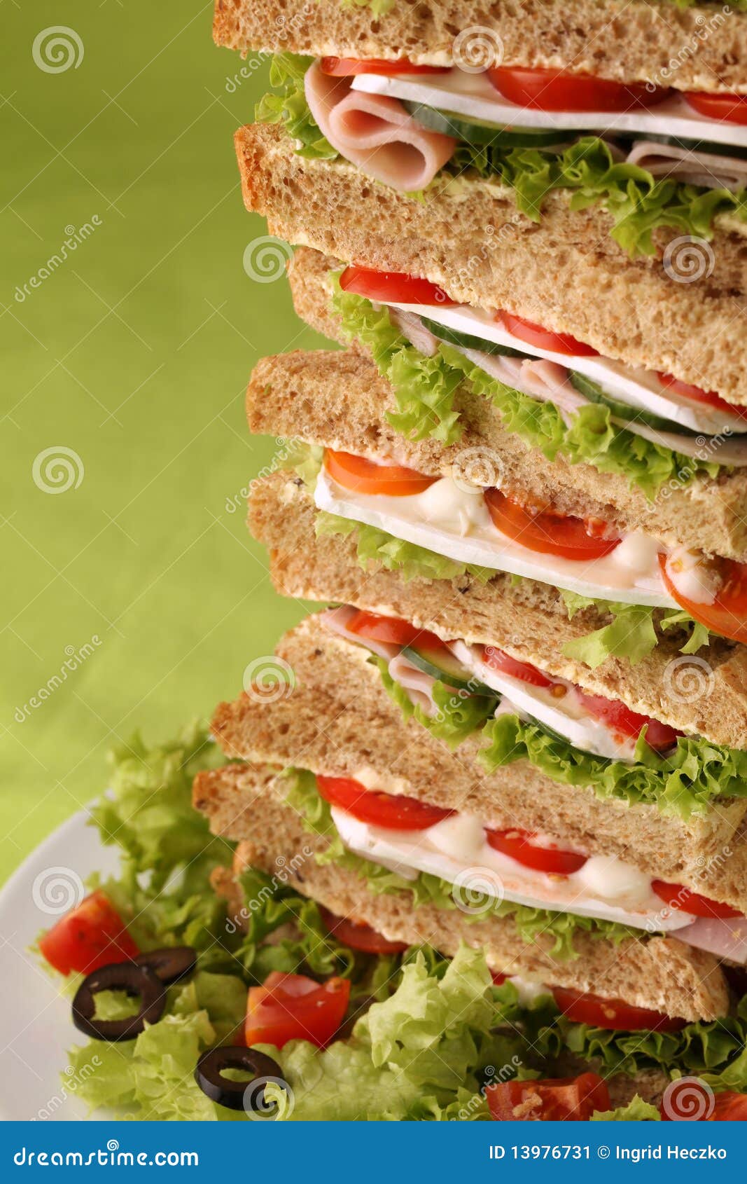 Sandwich tower stock image. Image of camembert, salad - 13976731