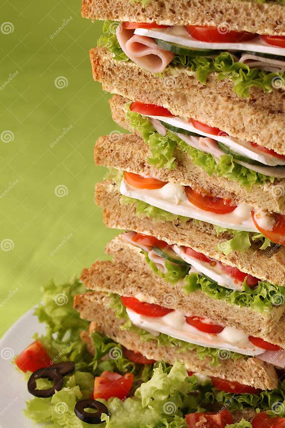 Sandwich tower stock image. Image of camembert, salad - 13976731