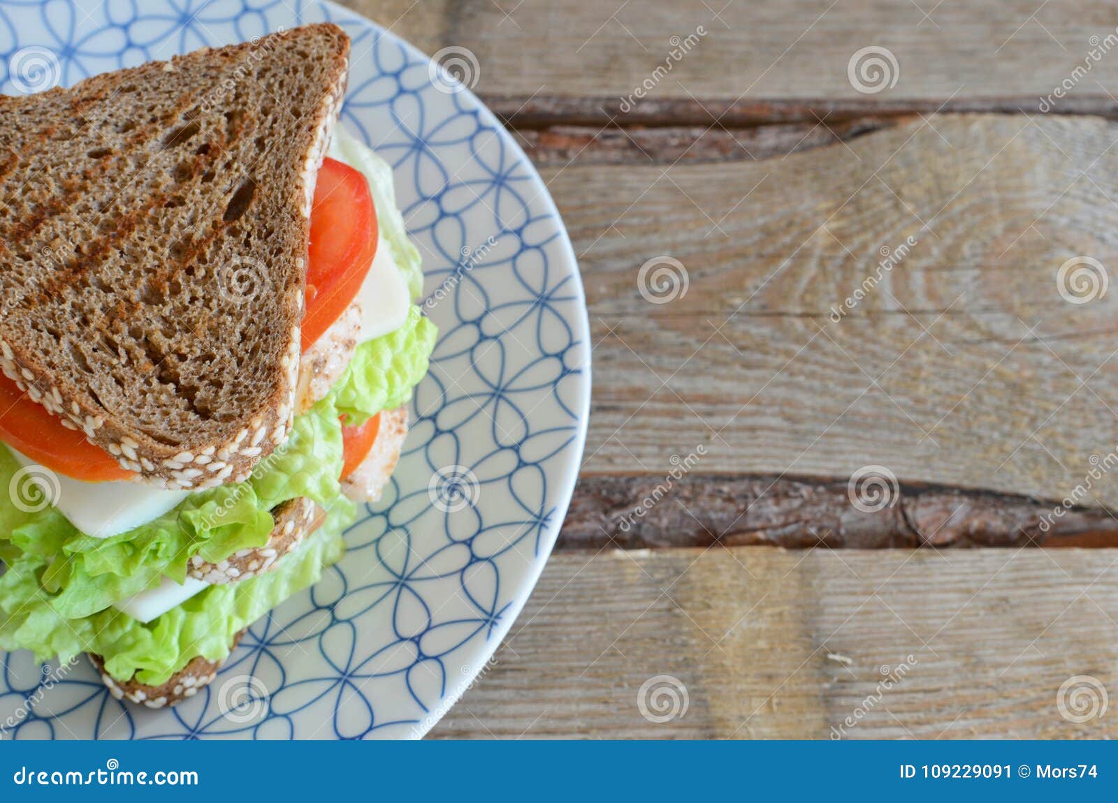 Sandwich of Triangular Bread with Chicken Breast Tomato and Cheese ...