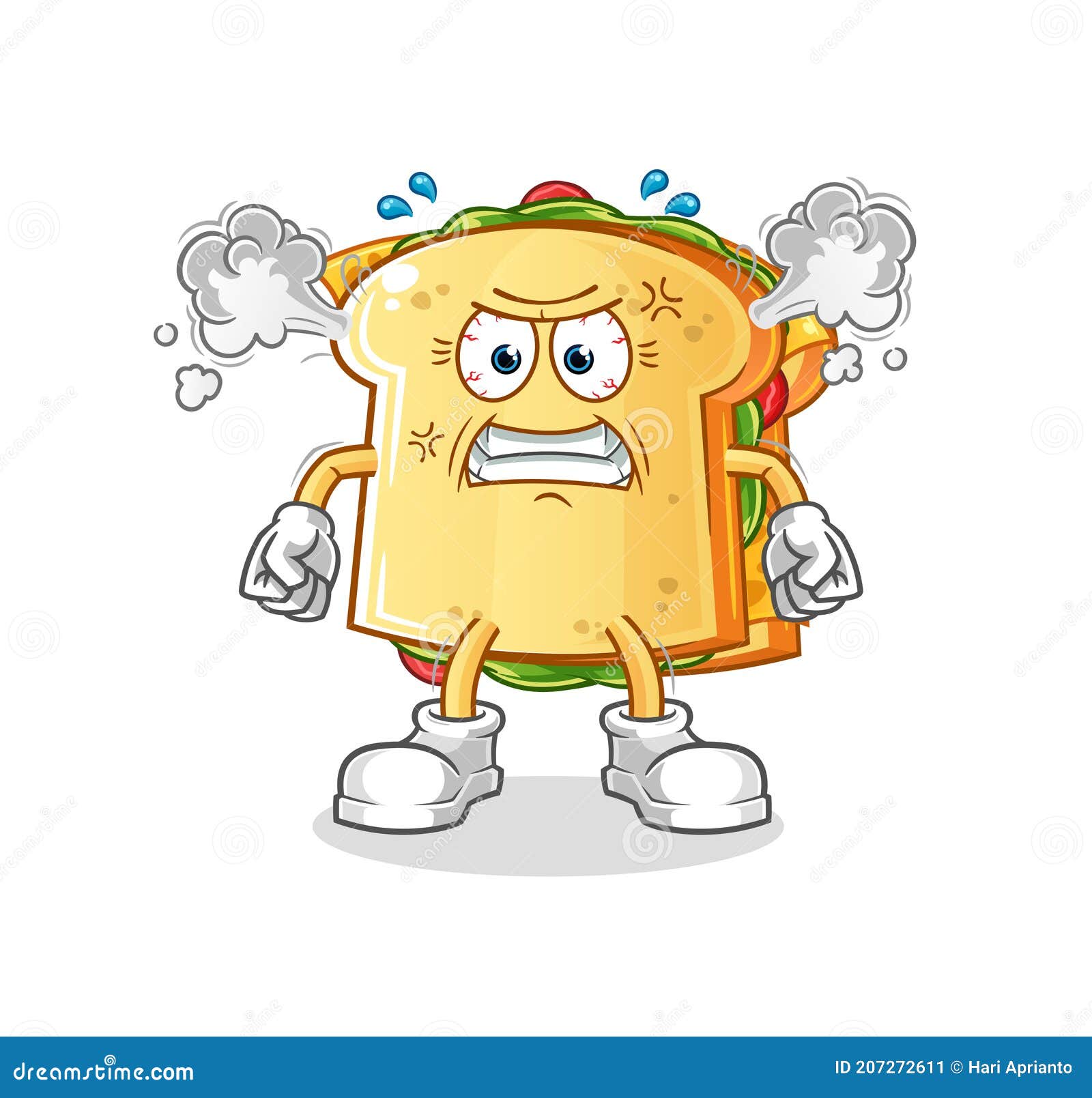 Sandwich Very Angry Mascot. Cartoon Vector Stock Vector - Illustration ...