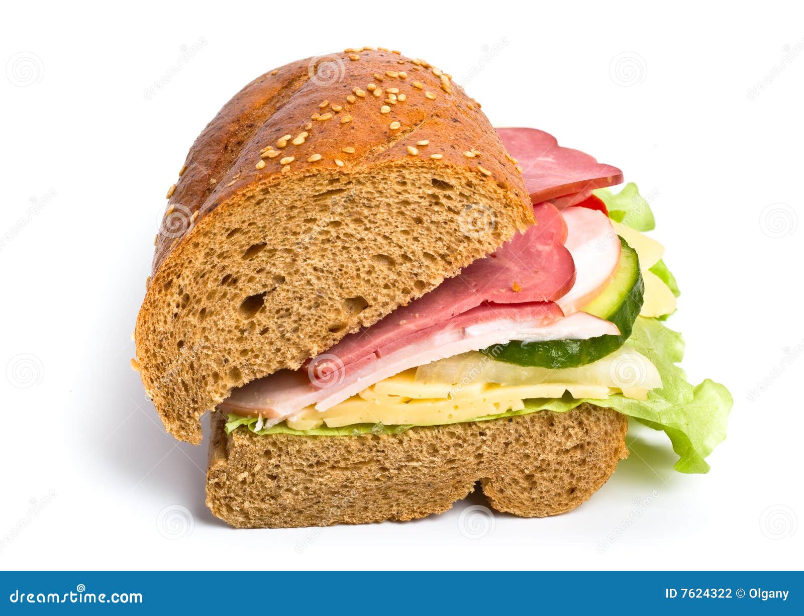 Sandwich on White Background Stock Photo - Image of eating, grain: 7624322