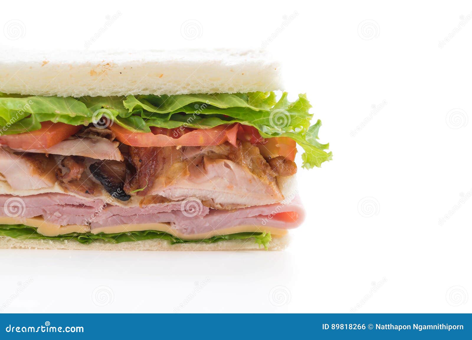 Sandwich on White Background Stock Photo - Image of snack, meat: 89818266