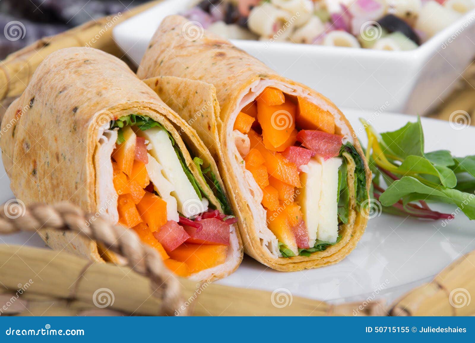 Sandwich Wrap Portion on Plate Stock Image - Image of cheese, lunch ...