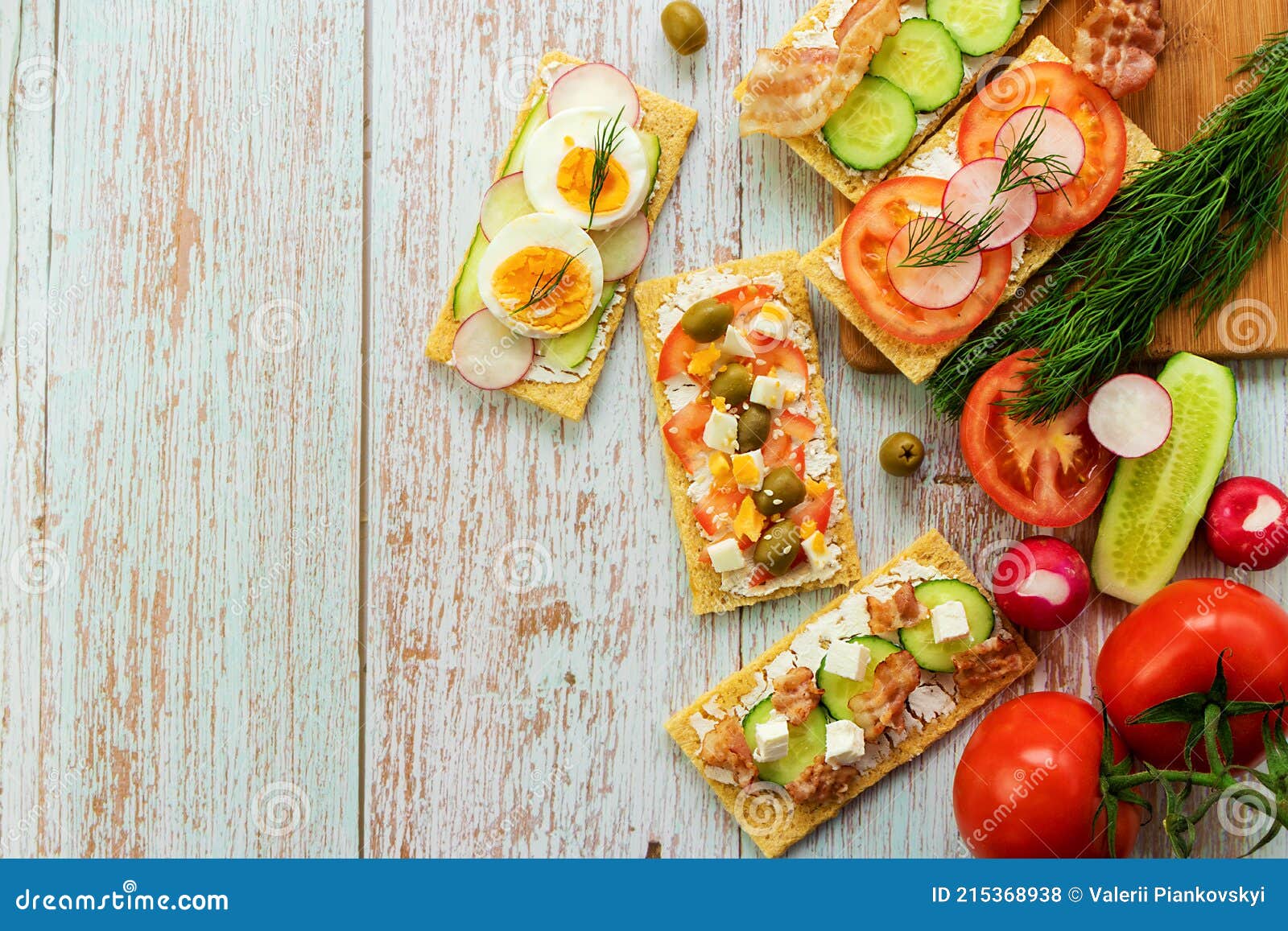 Sandwiches with Crispbread Top View, Diet Snacks, Top View Stock Photo ...