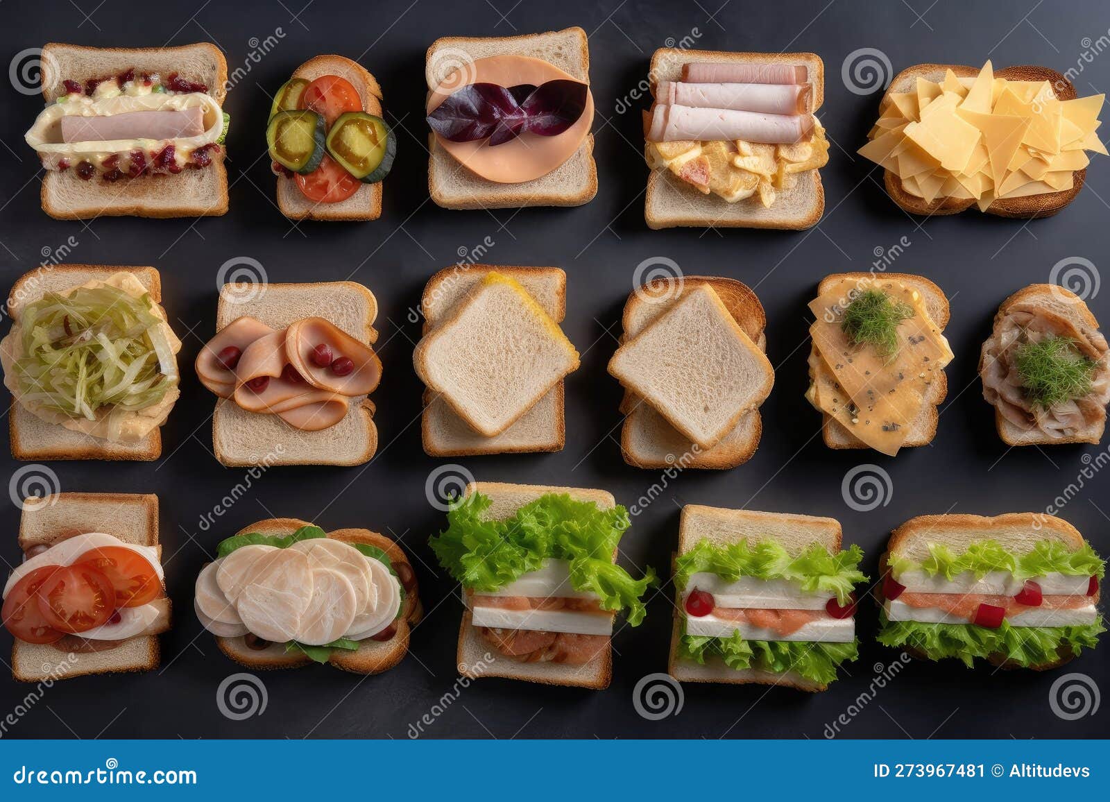 Sandwiches of Different Shapes and Sizes, with Unique Fillings Stock ...