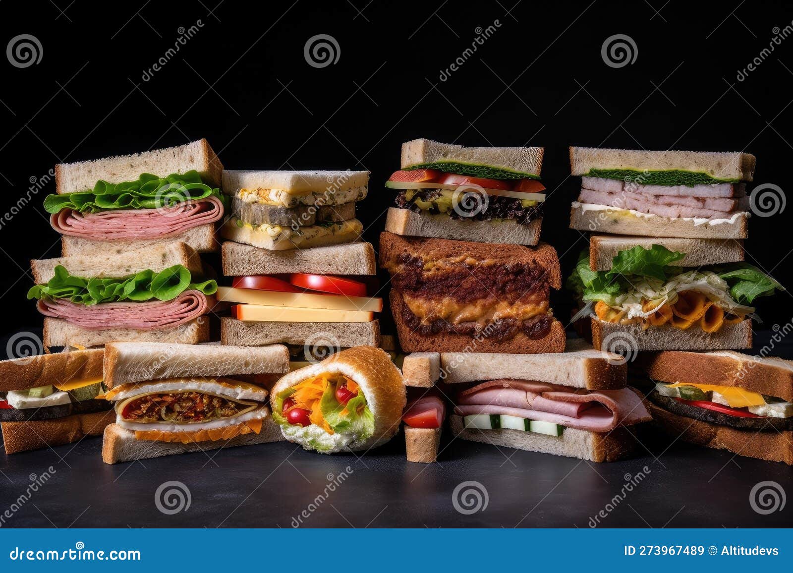 Sandwiches of Different Shapes and Sizes, with Unique Fillings Stock ...