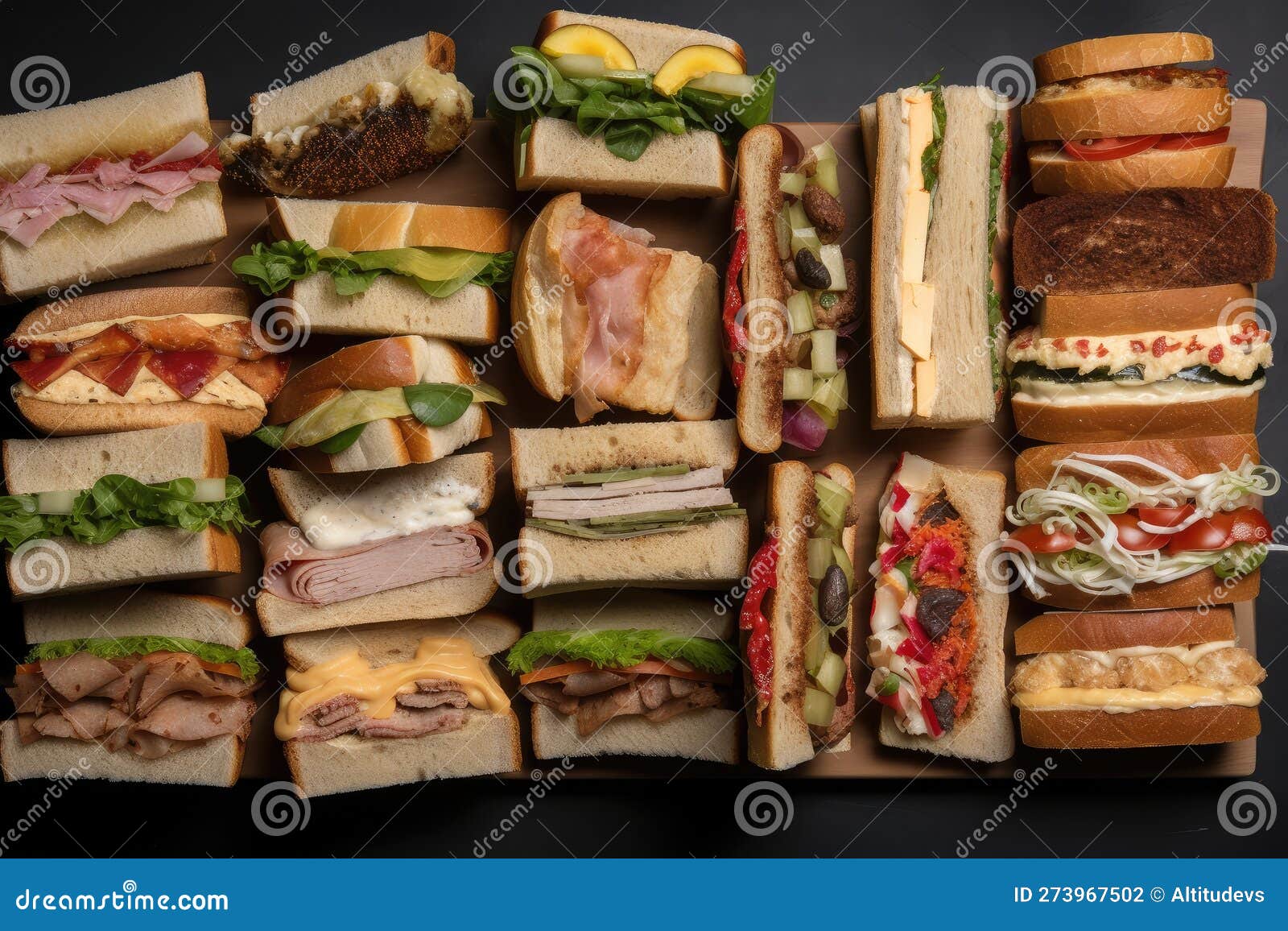Sandwiches of Different Shapes and Sizes, with Unique Fillings Stock ...