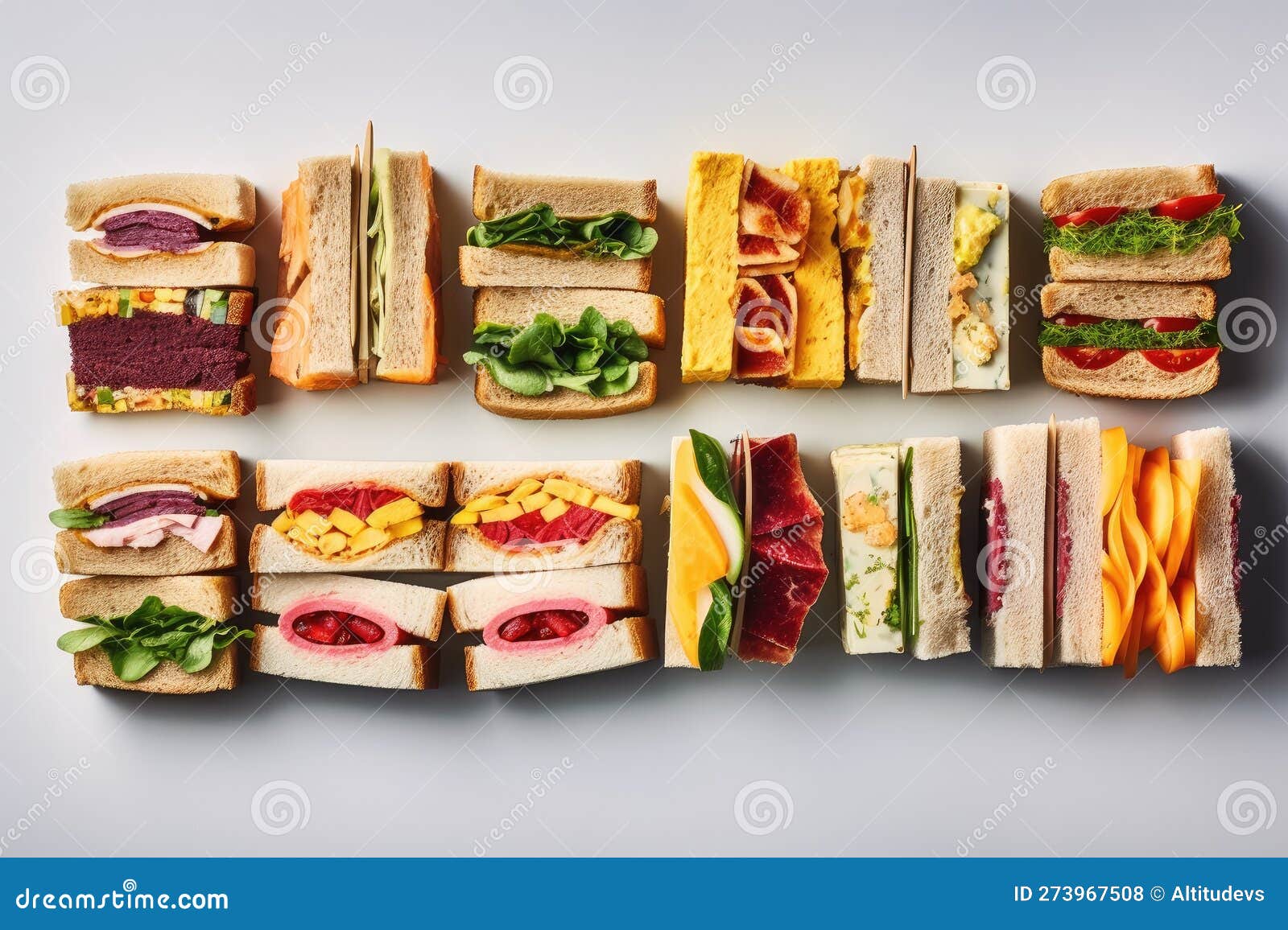 Sandwiches of Different Shapes and Sizes, with Unique Fillings Stock ...