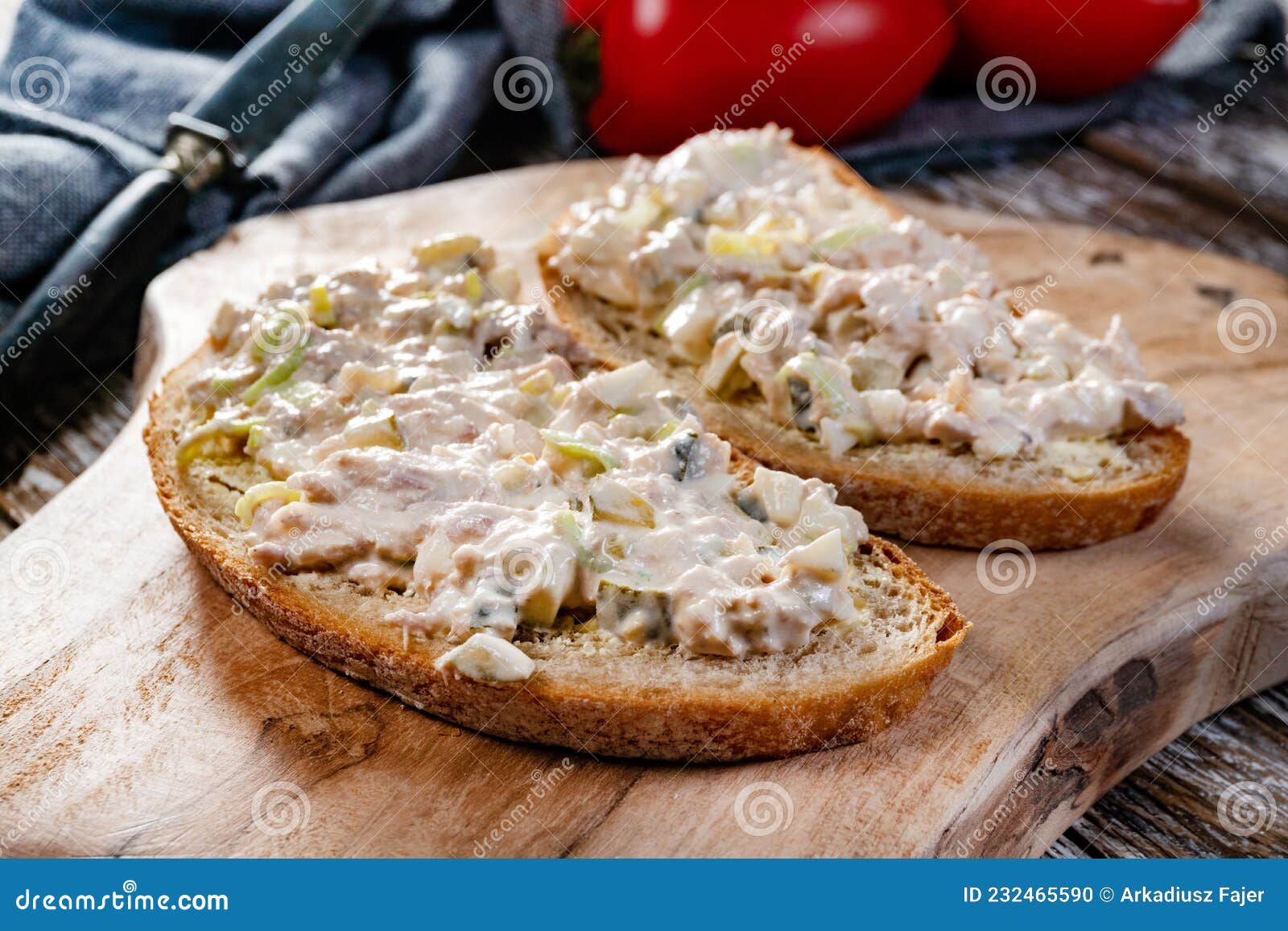 Sandwiches with Fresh Homemade Tuna Fish Paste Stock Photo - Image of ...