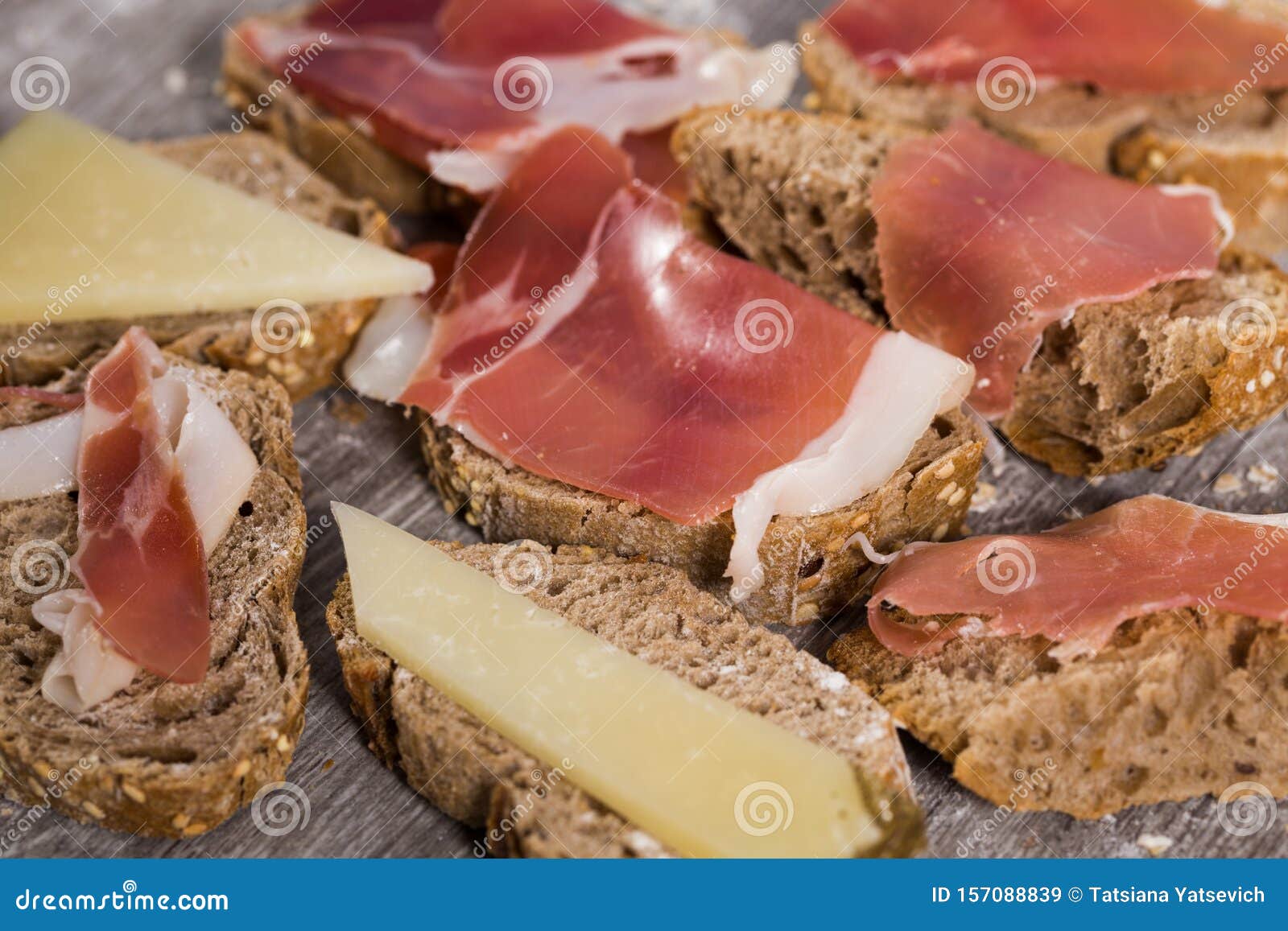 Sandwiches Made with Rye Bread Cheese and Ham Stock Image - Image of ...