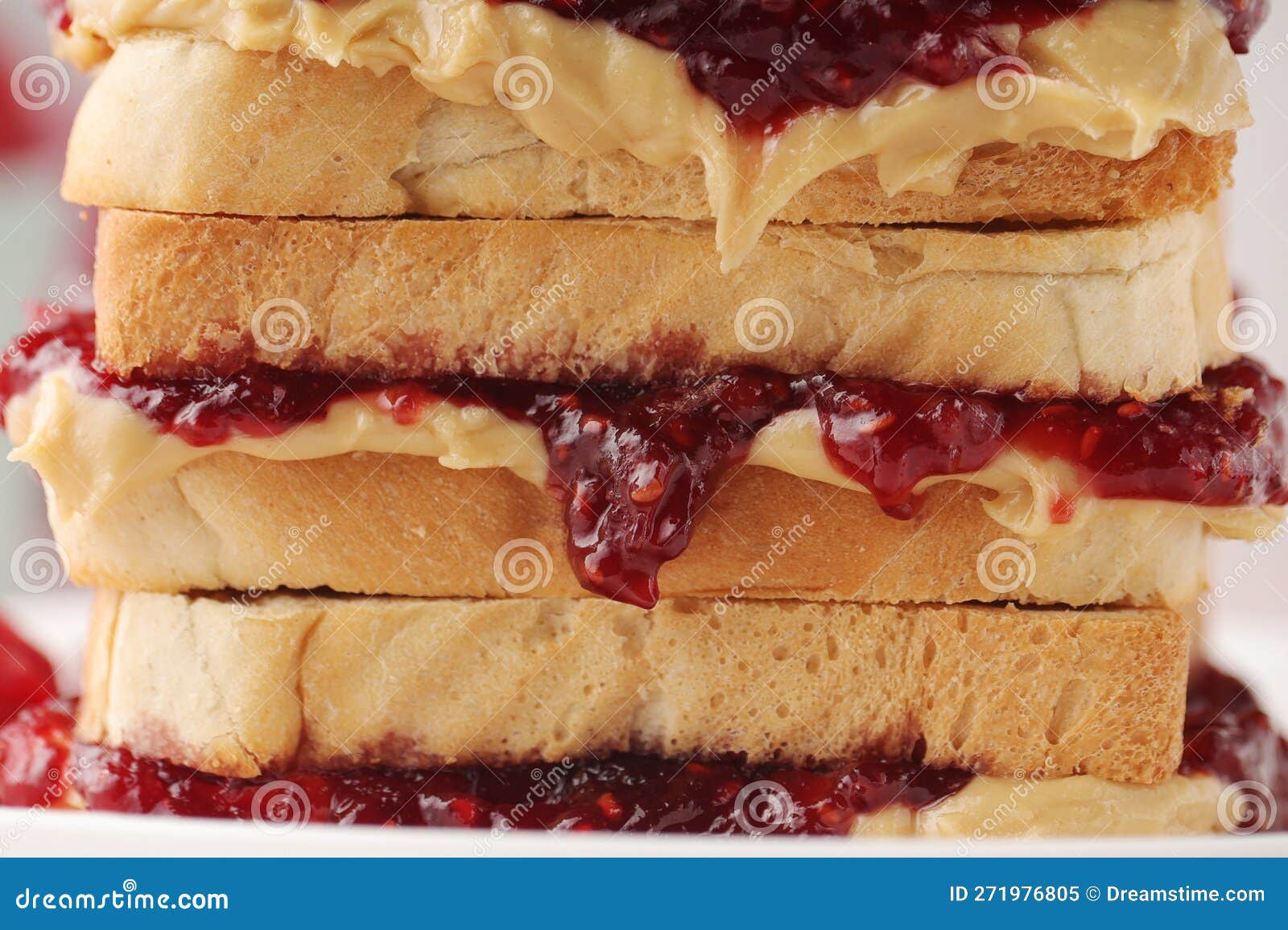 Sandwiches with Peanut Butter and Raspberry Jam Stock Image - Image of ...