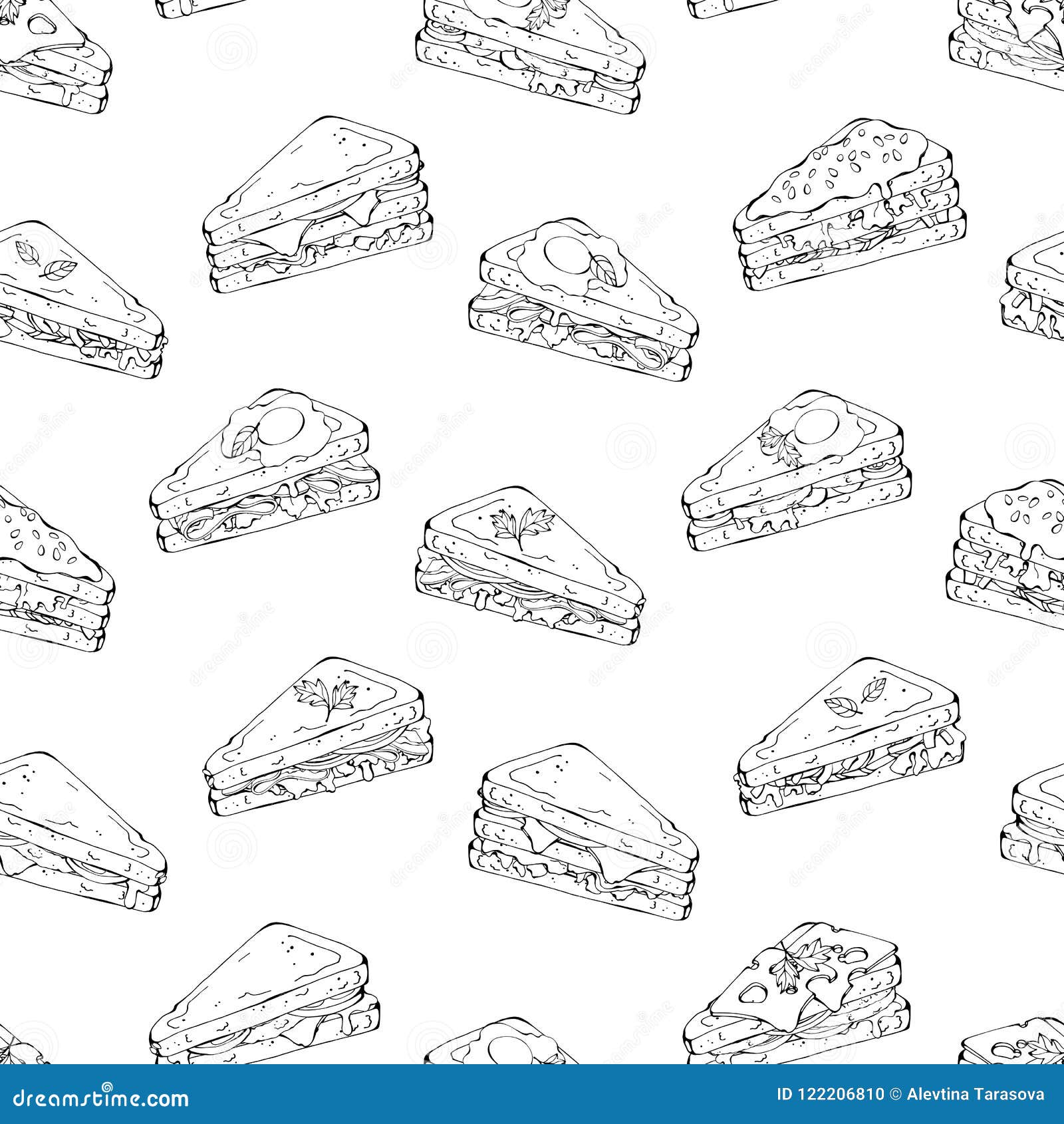 Sandwiches Pieces Contour Pattern Stock Vector - Illustration of lunch ...