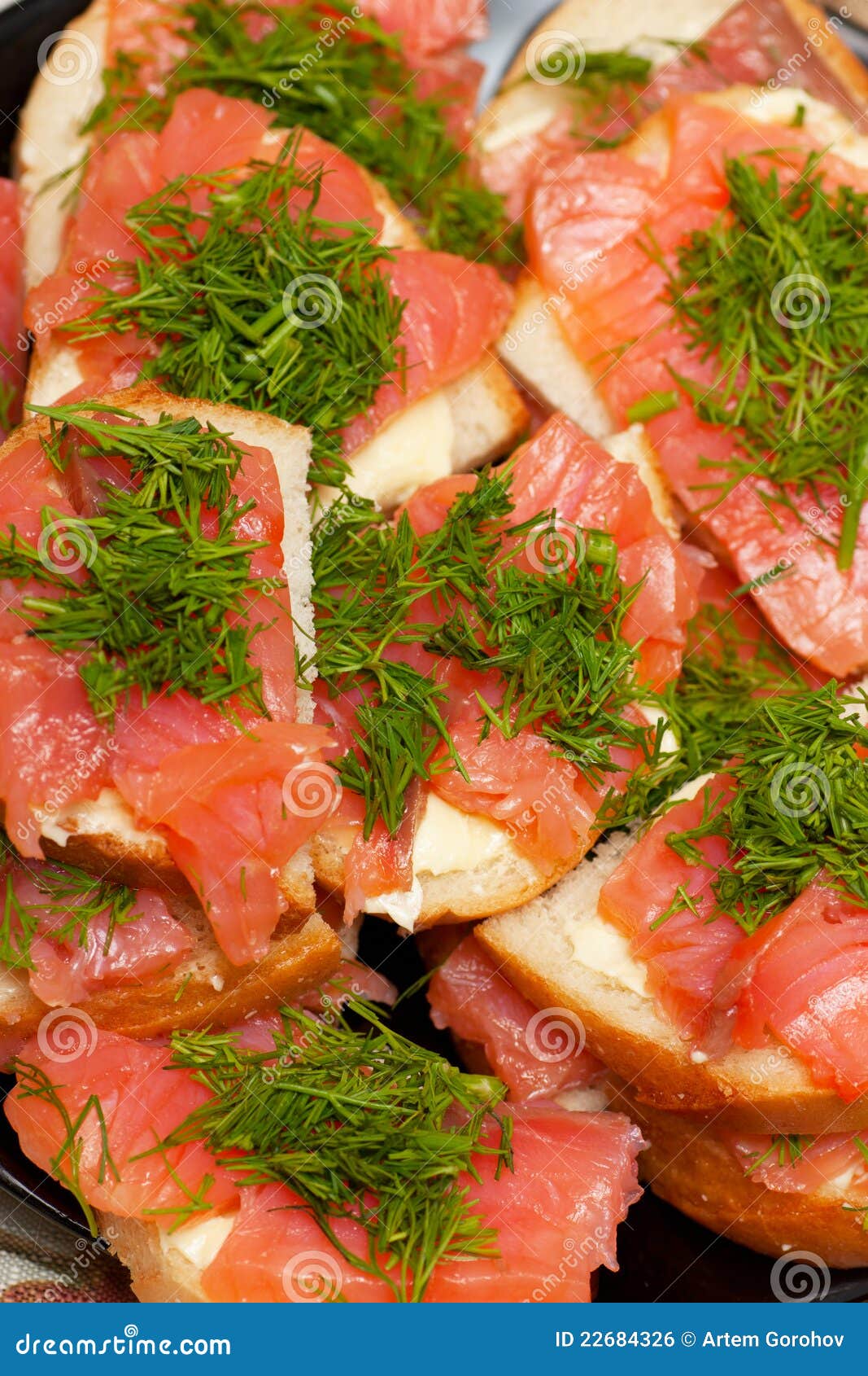 Sandwiches with red fish stock photo. Image of cuisines - 22684326