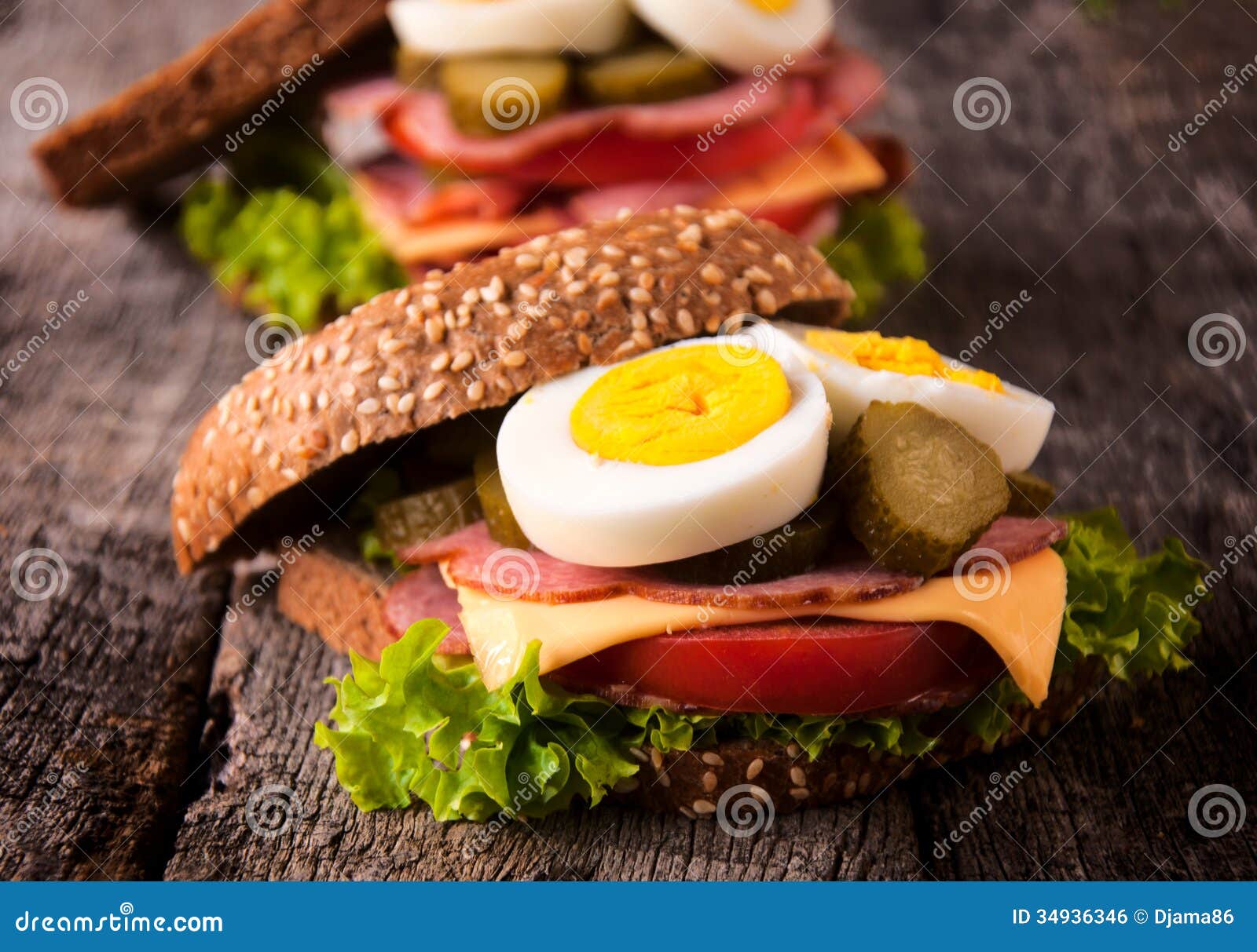Sandwiches stock photo. Image of breakfast, full, close - 34936346