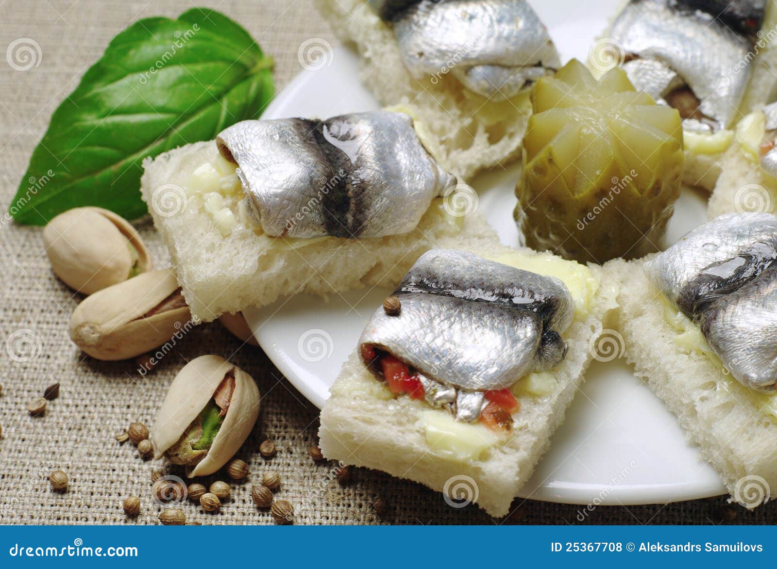 Sandwiches with sprat stock photo. Image of snack, salt - 25367708