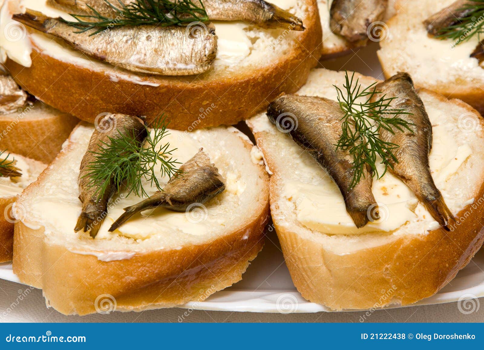 Sandwiches with sprats stock photo. Image of butter, sprats - 21222438