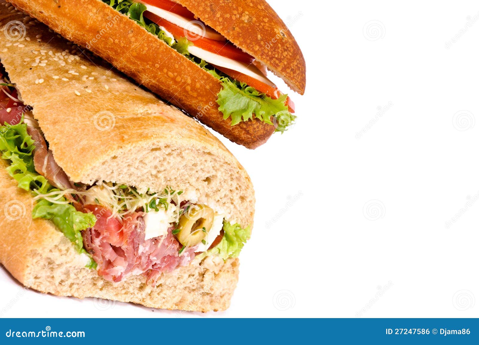 Sandwiches on White Background Stock Photo - Image of meal, food: 27247586