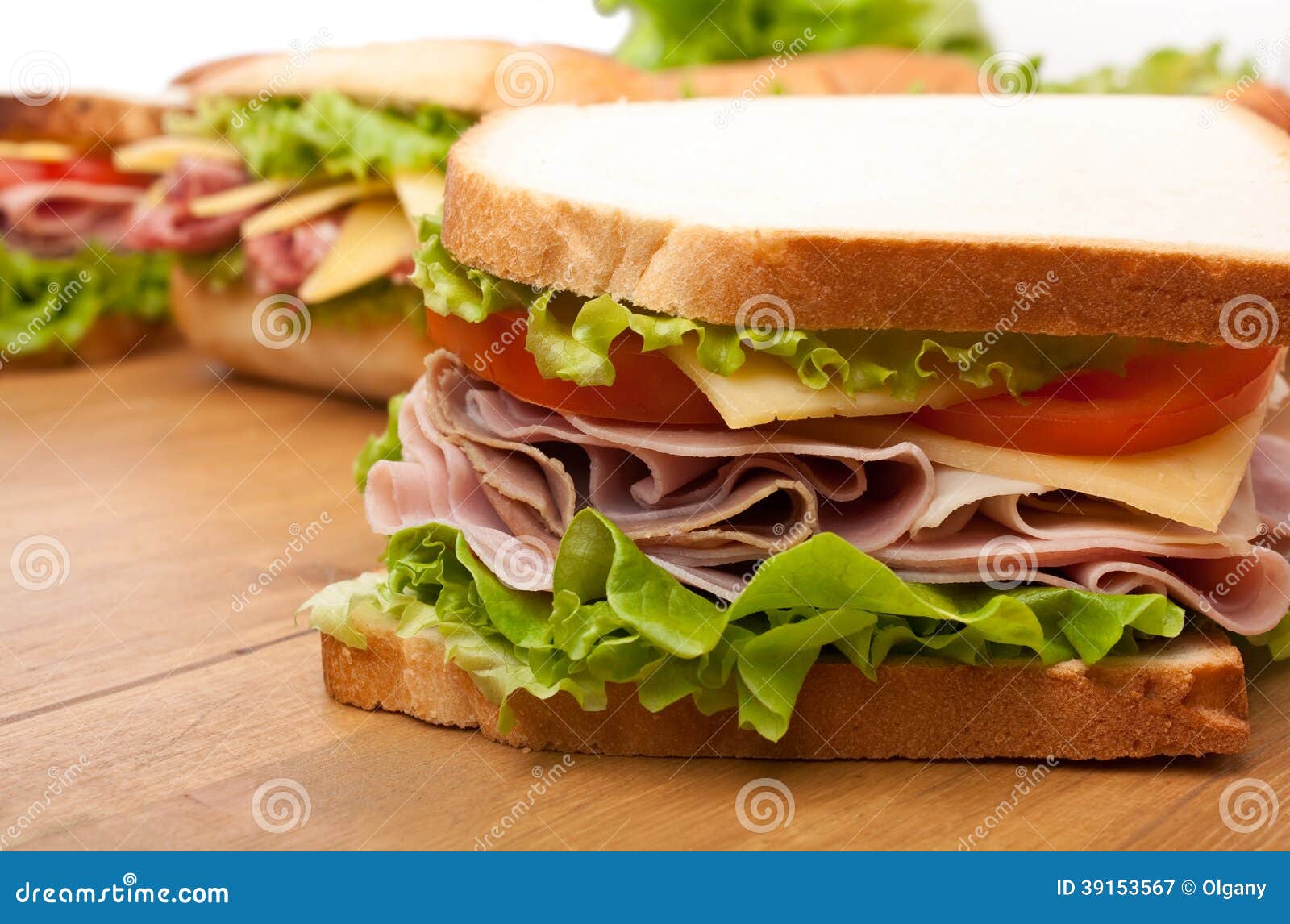 Sandwiches on a Wooden Table Stock Image - Image of lettuce, breakfast ...