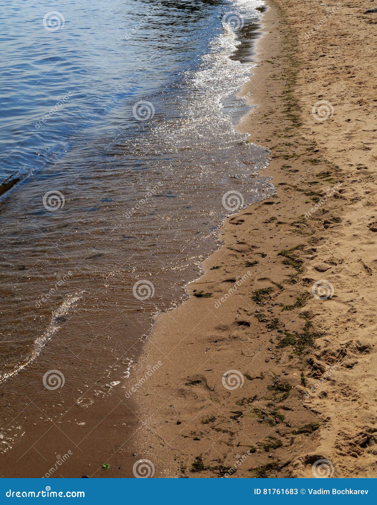 The Sandy Bank of the River with the Oncoming Wave Stock Image - Image ...