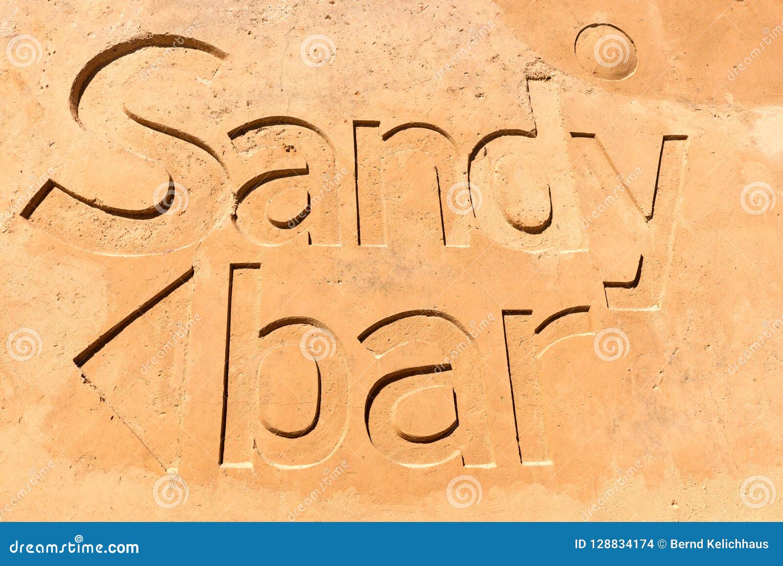 Sandy Bar Written in the Sand Stock Photo - Image of print, coastline ...