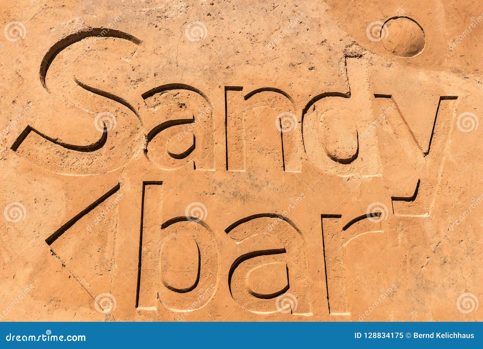 Sandy Bar Written in the Sand Stock Image - Image of holiday, sunshine ...