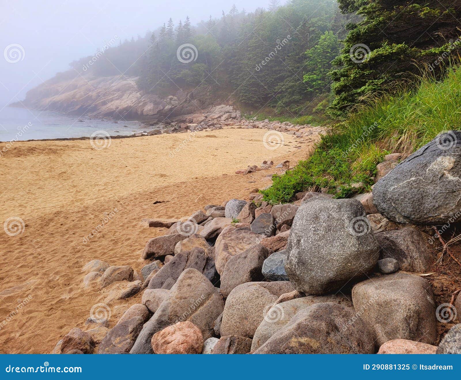 Sandy Beach, Bar Harbor, Maine Stock Image - Image of water, geology ...