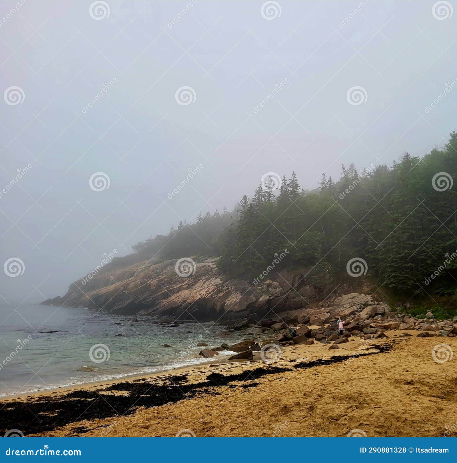 Sandy Beach, Bar Harbor, Maine Stock Photo - Image of cloud, beach ...