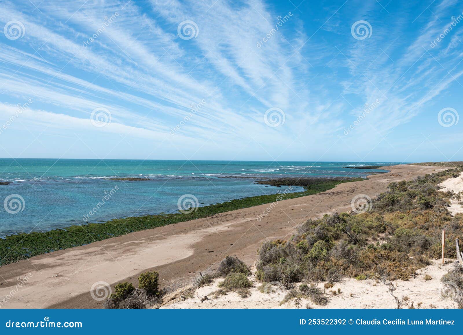 Sandy Beach and Blue Ocean Water. Argentina. Argentina Stock Photo ...