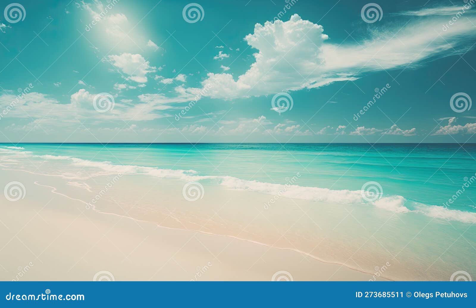 A Sandy Beach with a Blue Sky and Ocean in the Background Stock ...