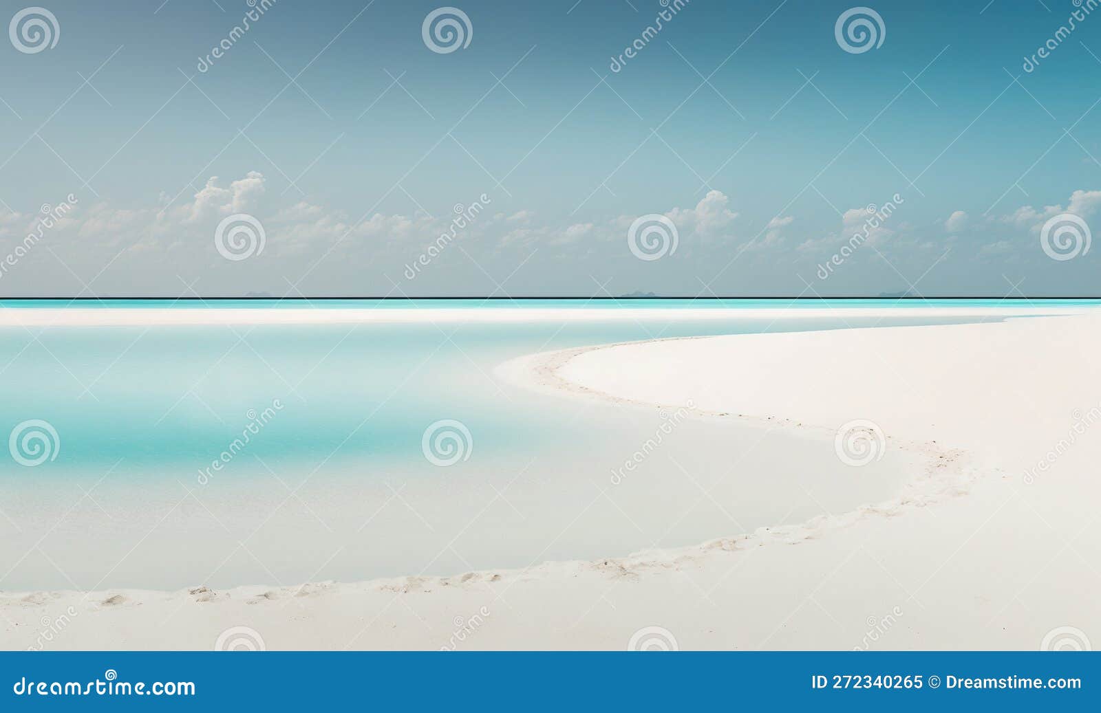 A Sandy Beach with Blue Water and Clouds in the Sky Stock Illustration ...