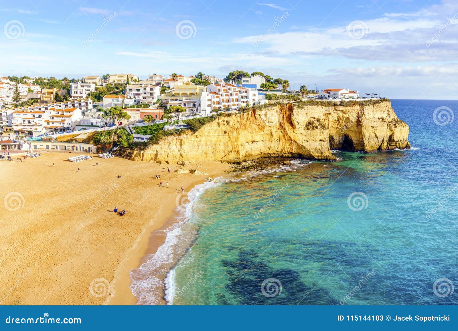 Sandy Beach between Cliffs in Front of White Architecture of Car Stock ...