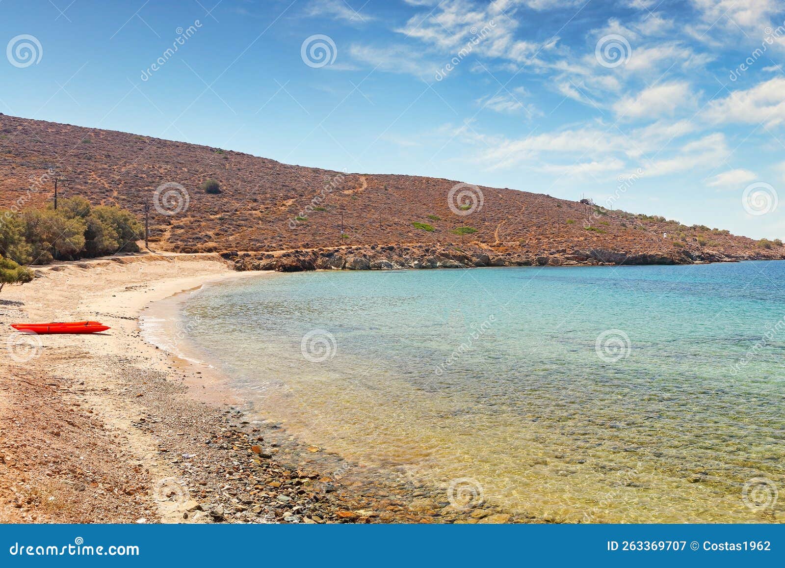 The Sandy Beach Komito in Syros, Greece Stock Image - Image of resort ...