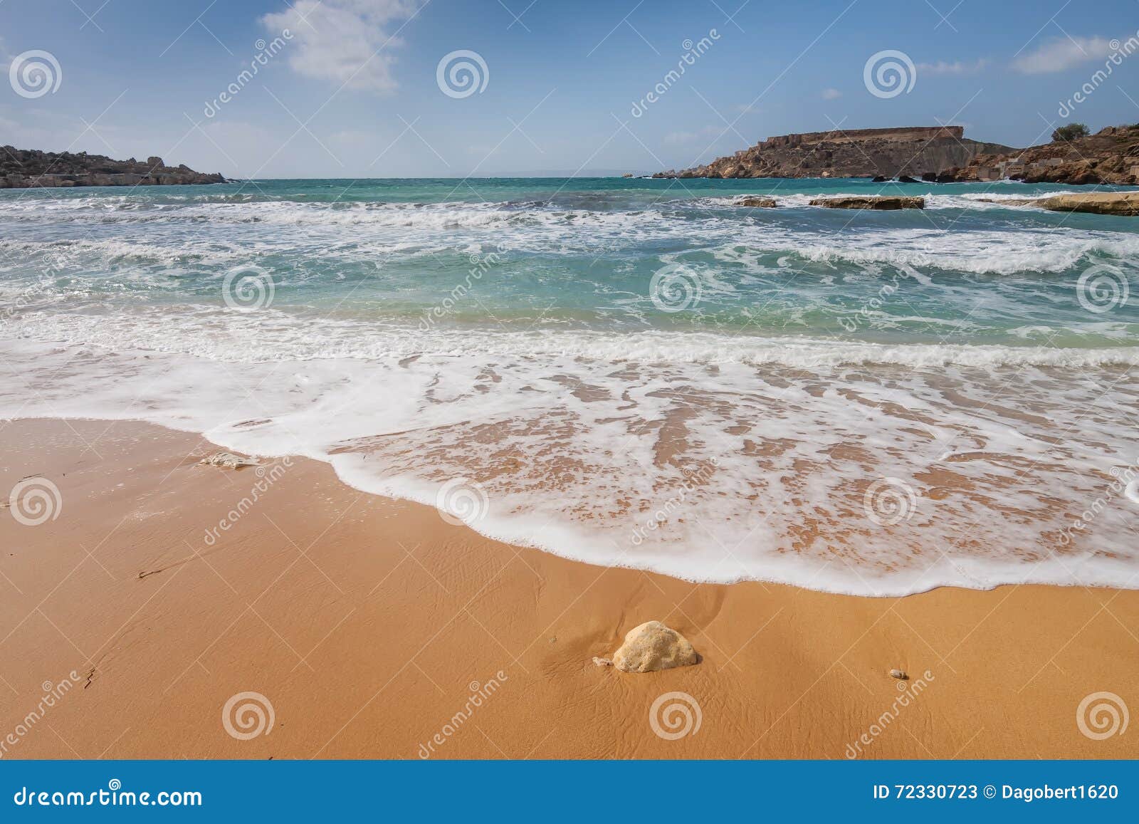 Sandy Beach on the Malta Island Stock Image - Image of waves, malta ...