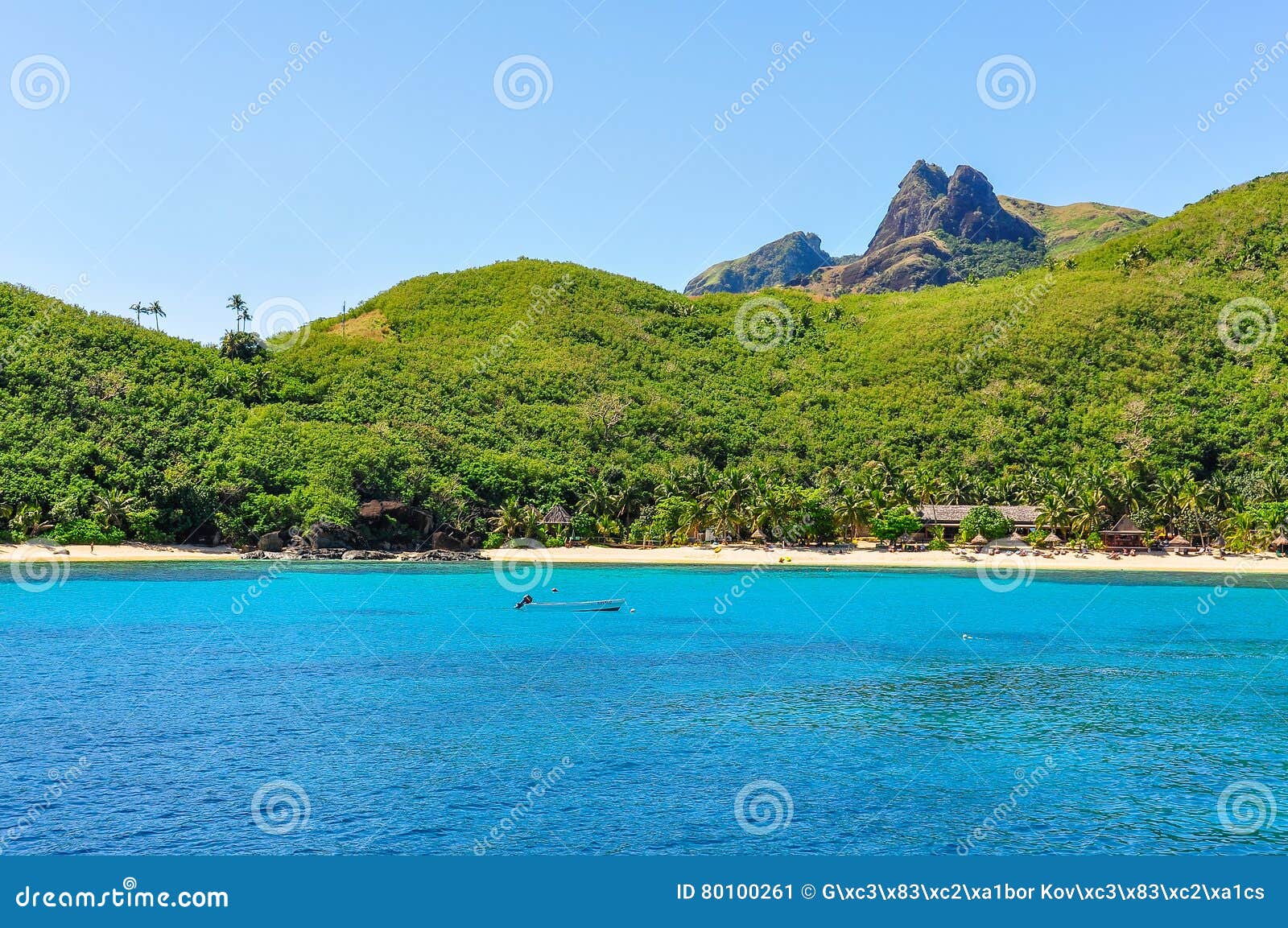 Sandy Beach Na Ilha De Waya Em Fiji Imagem de Stock - Imagem de ...