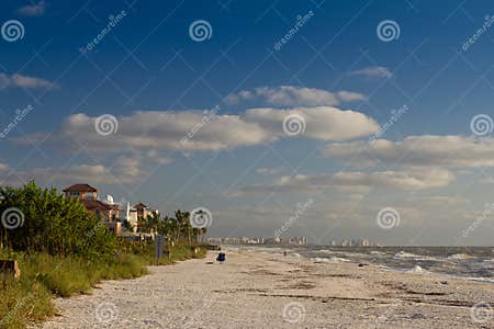 Sandy Beach in Naples, Florida Stock Image - Image of skyline, blue ...