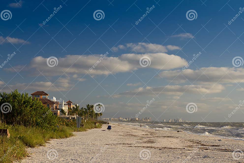 Sandy Beach in Naples, Florida Stock Image - Image of skyline, blue ...
