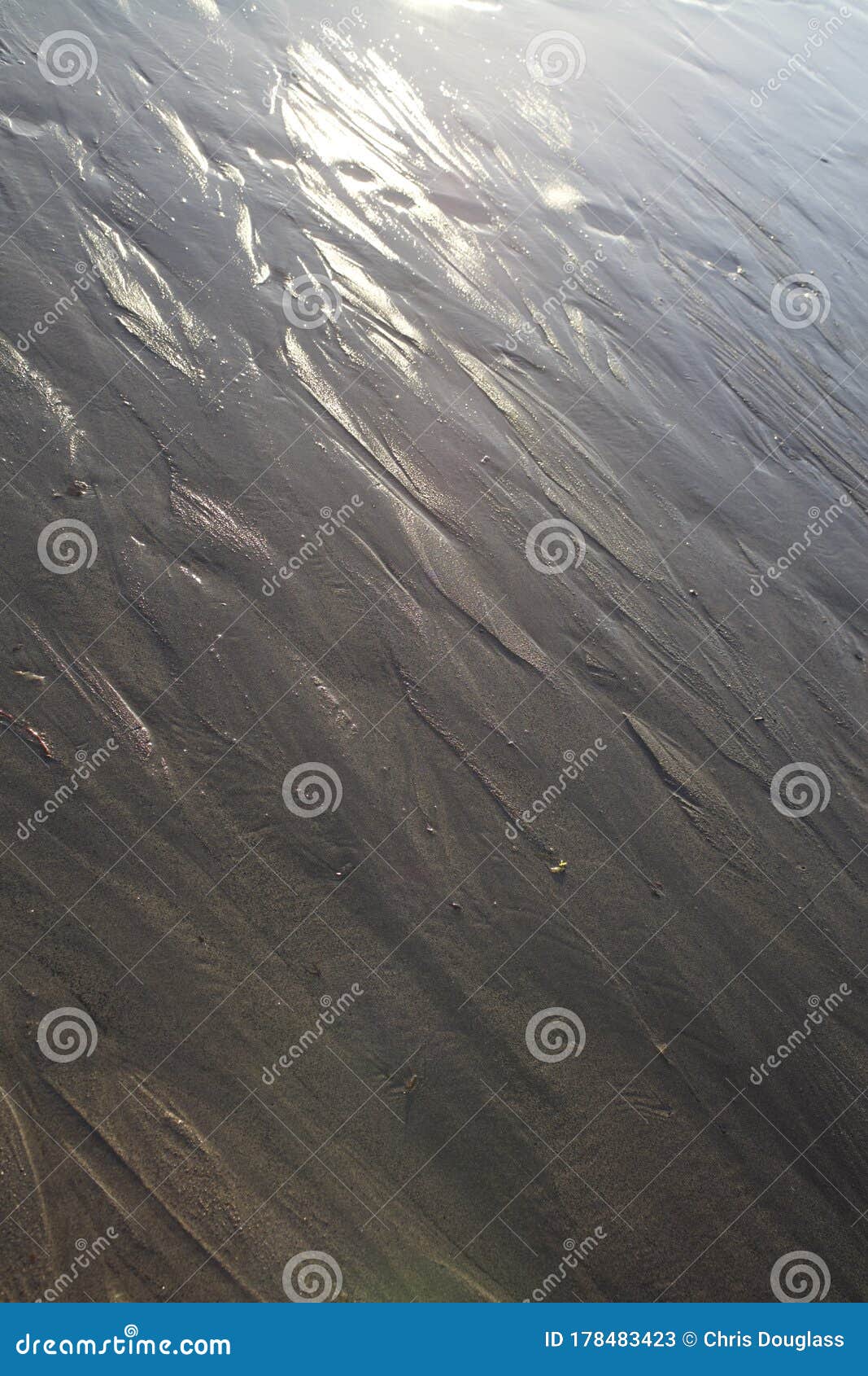 Sandy Beach with Patterns of the Waves in the Sand Stock Image - Image ...