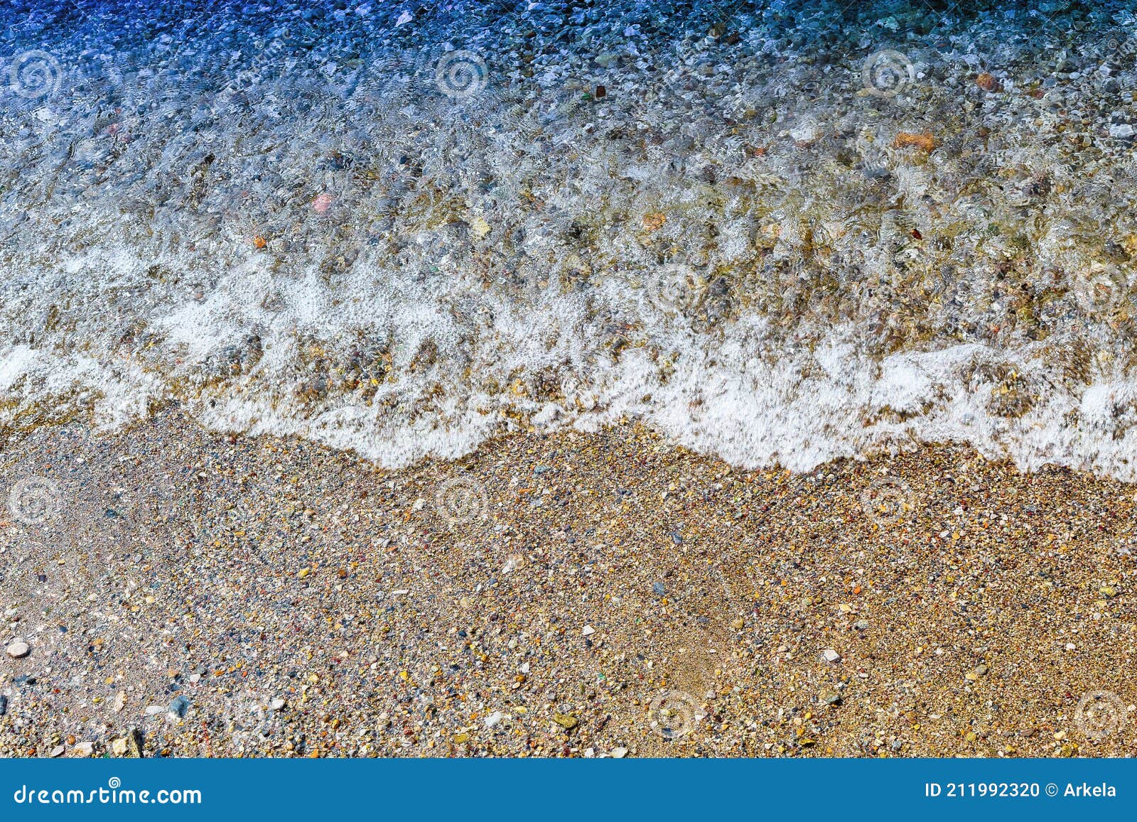 Sandy beach and water stock photo. Image of sand, blue - 211992320