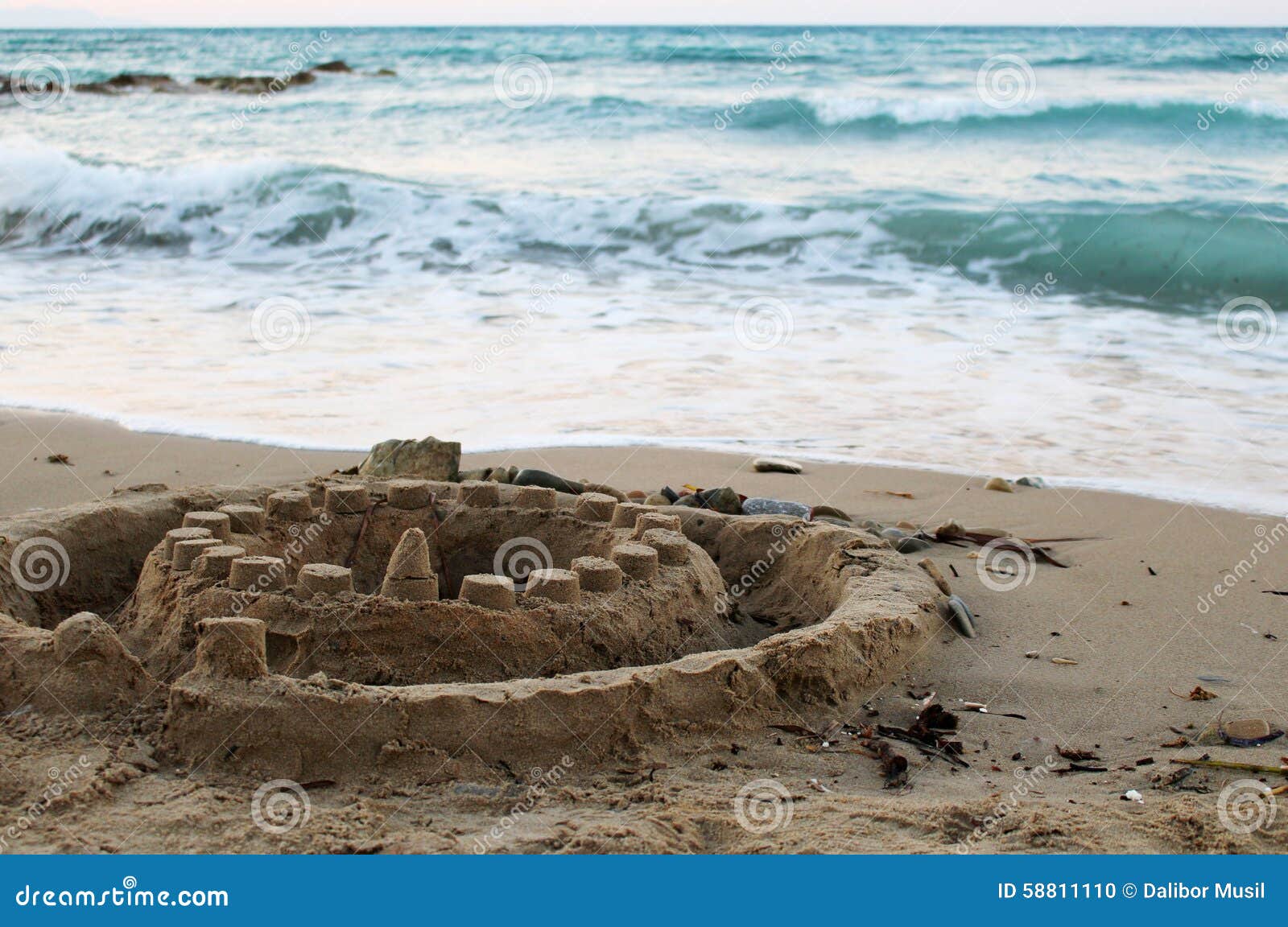 Sandy Castle on Beach at the Sea Stock Photo - Image of vacation, beach ...