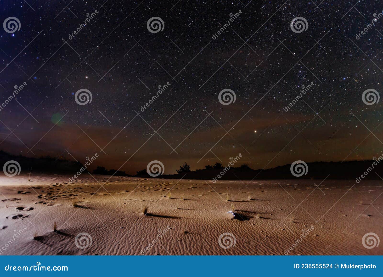 The Sandy Desert Landscape at Starry Night Stock Photo - Image of empty ...