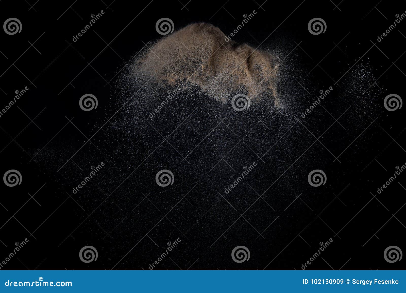 Sandy Explosion Isolated on Black Background. Stock Image - Image of ...