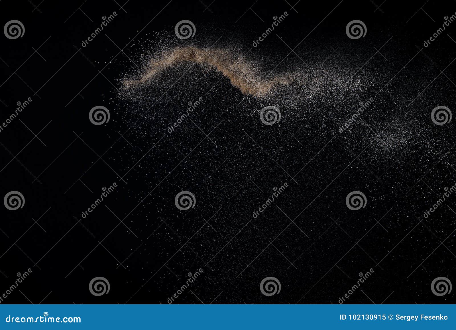 Sandy Explosion Isolated on Black Background. Stock Image - Image of ...