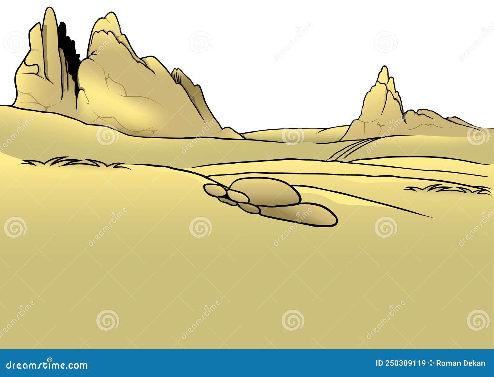 Sandy Landscape with Sandy Rocks Stock Vector - Illustration of drawn ...