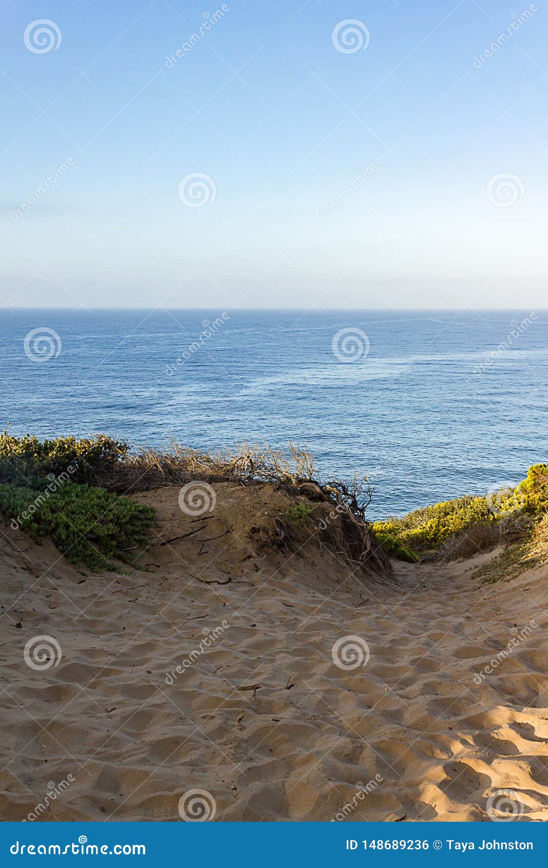 Sandy Path Leading To Cliff Edge Overloking Pacific Ocean Stock Photo ...