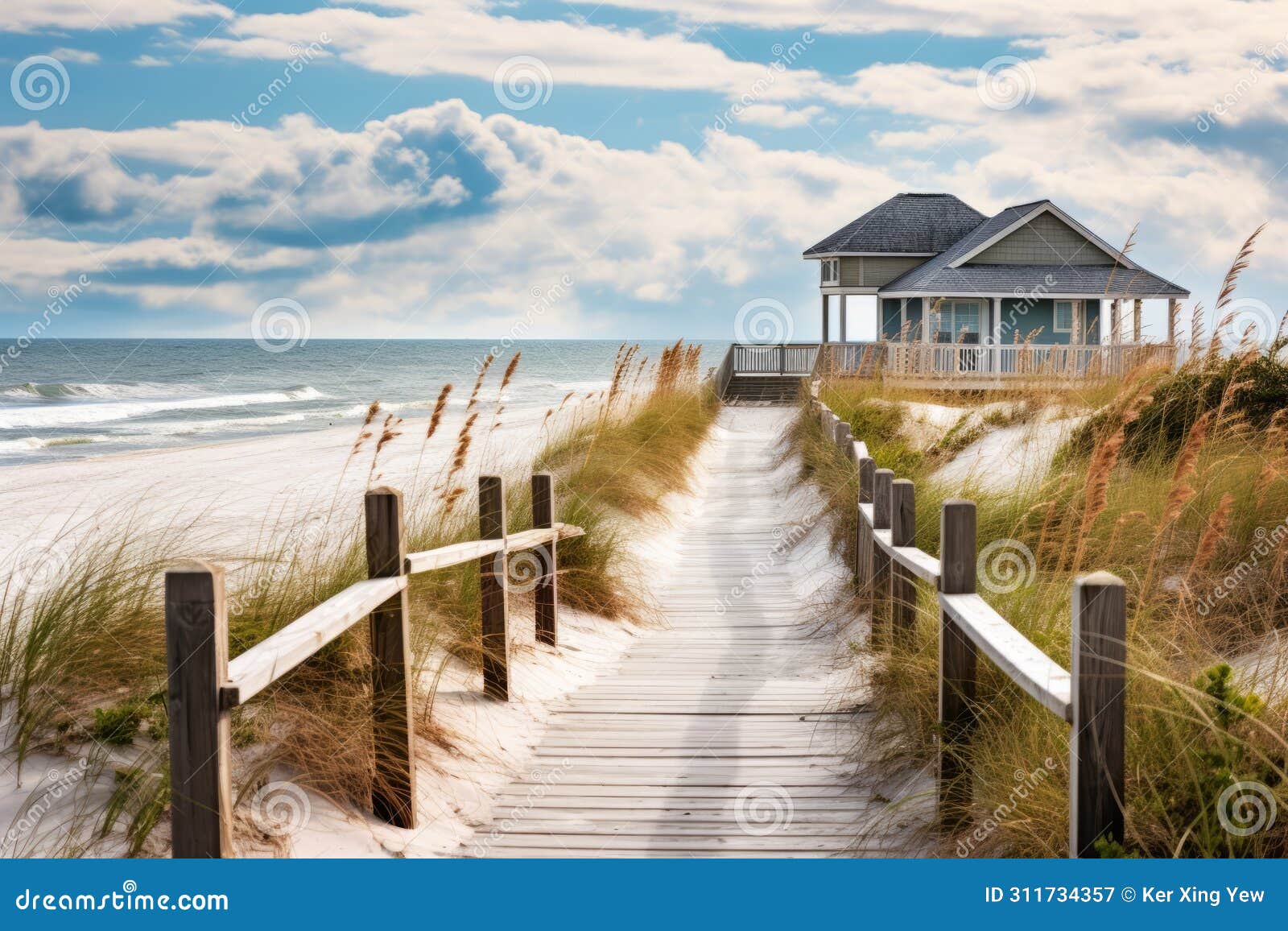 Sandy Pathway Leading from a Beach House Stock Illustration ...