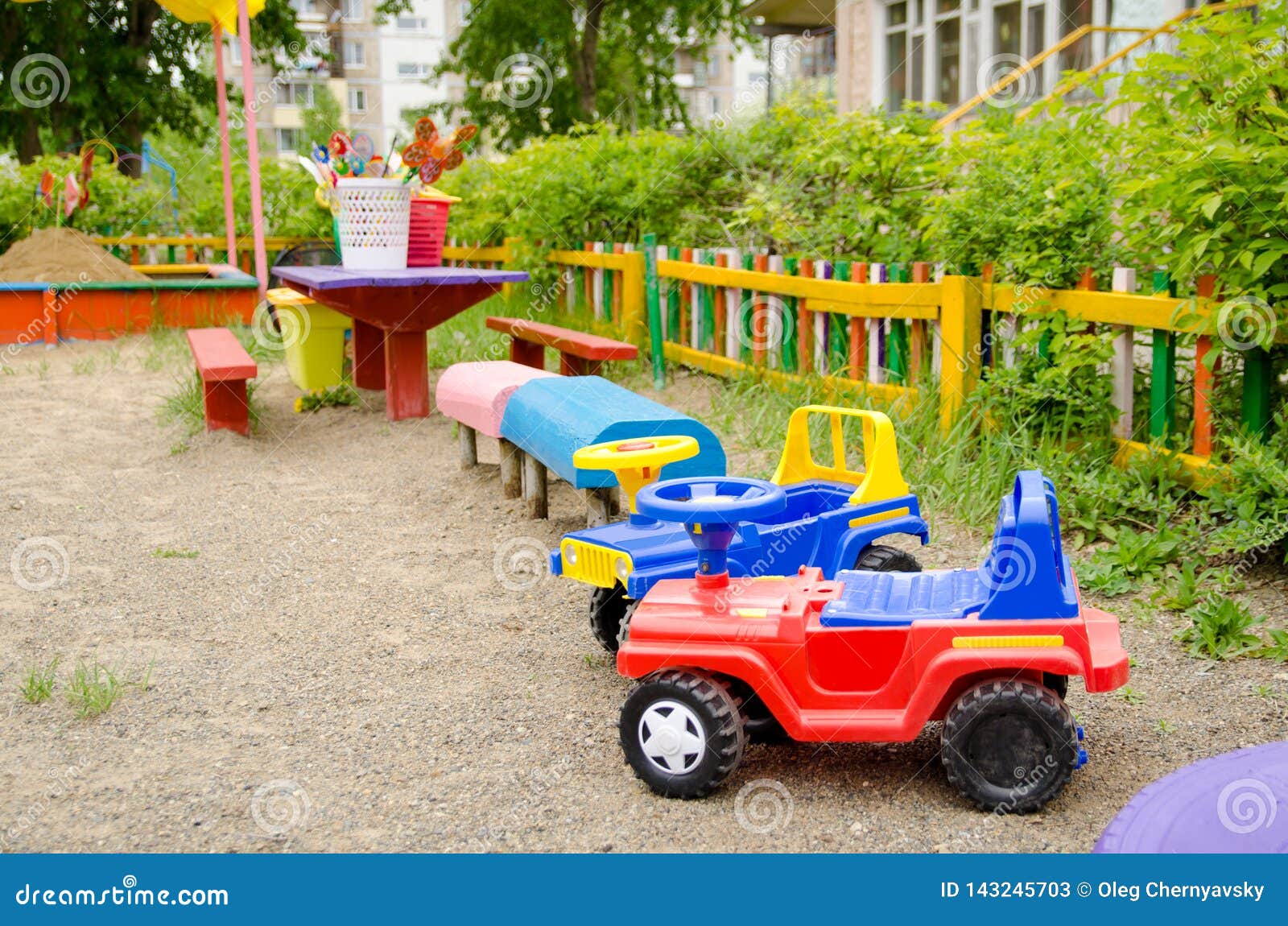 Sandy Playground with Plastic Big Car Toys Stock Image - Image of ...