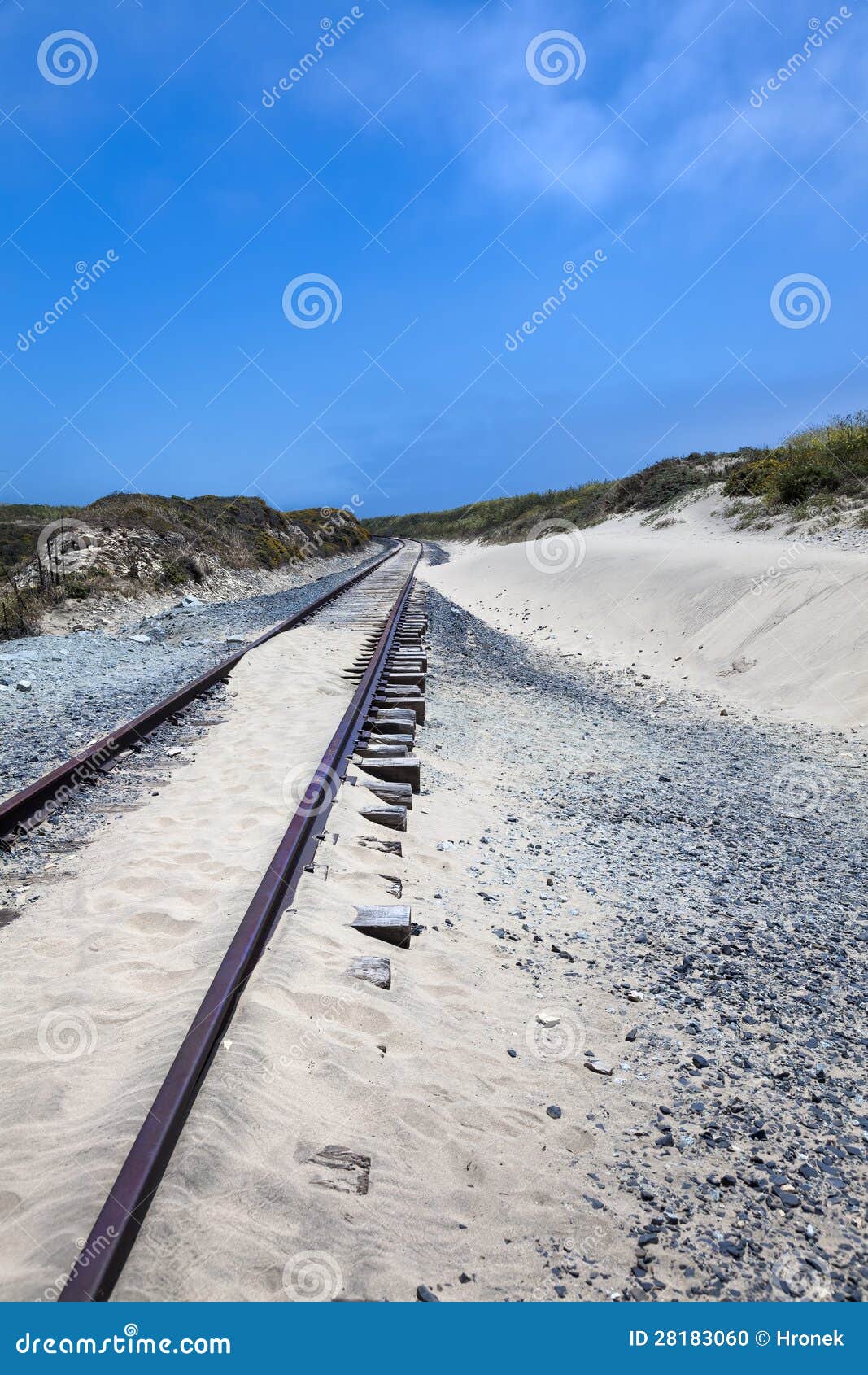 Sandy railroad tracks stock photo. Image of blue, lane - 28183060