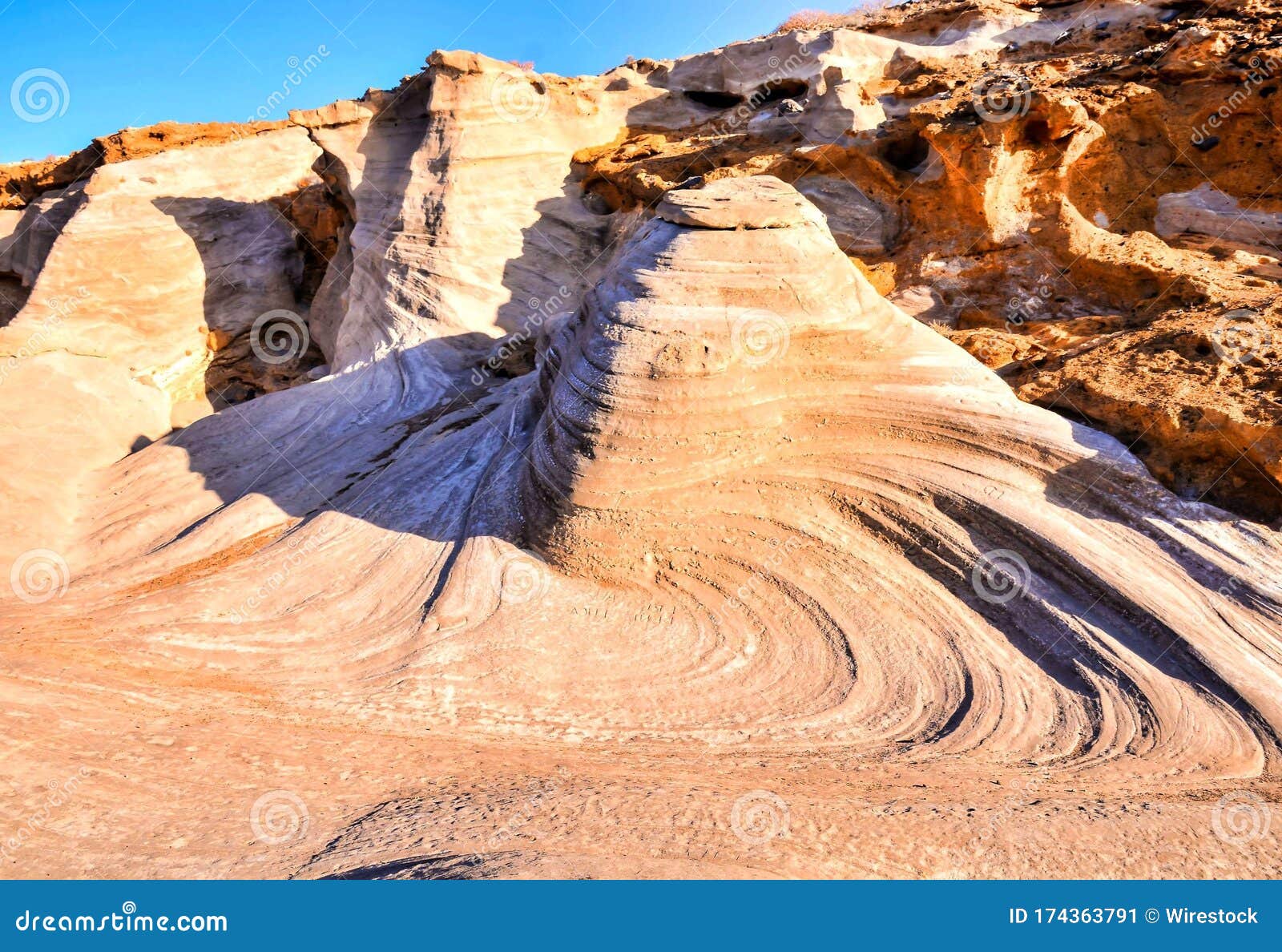 Sandy Rocks Illuminated by the Sunlight on a Hot Day in Summer Stock ...
