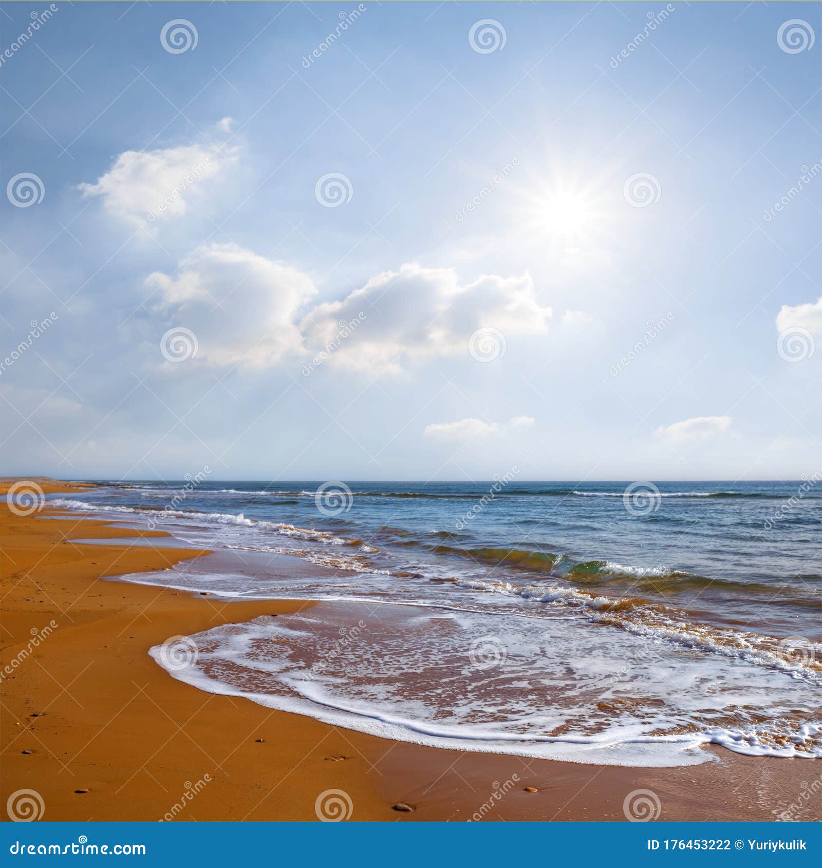 Sea Beach Under a Sparkle Sun Stock Photo - Image of seascape, splash ...